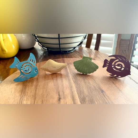 Source Unknown | Dining | 4 Under The Sea Napkin Rings Metal 2 Fish 2 ...